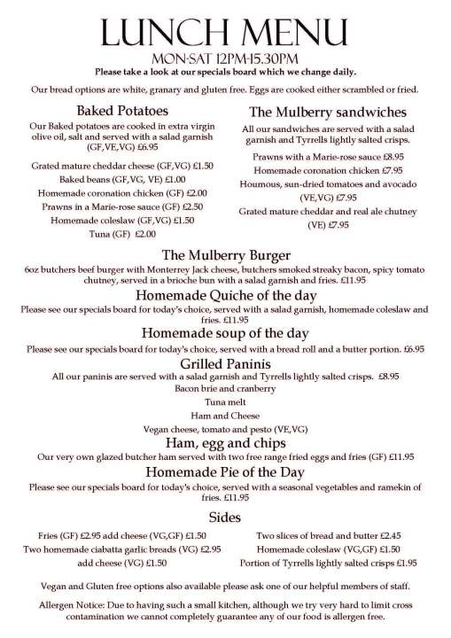 Lunch - The Mulberry Cafe at Radway Bridge - Radway Bridge Garden Centre