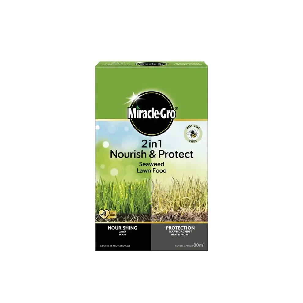 MIRACLE GRO N P SEAWEED LAWN FOOD 8X80M2 Radway Bridge Garden Centre